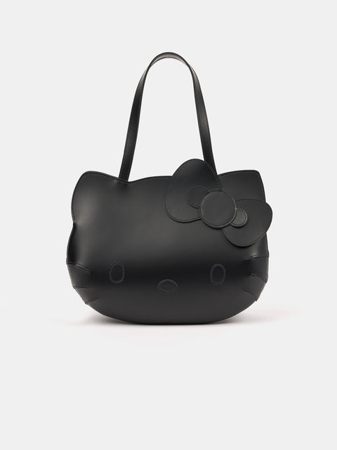 Hello Kitty Face Leather Tote Bag In Black | Cambridge Satchel